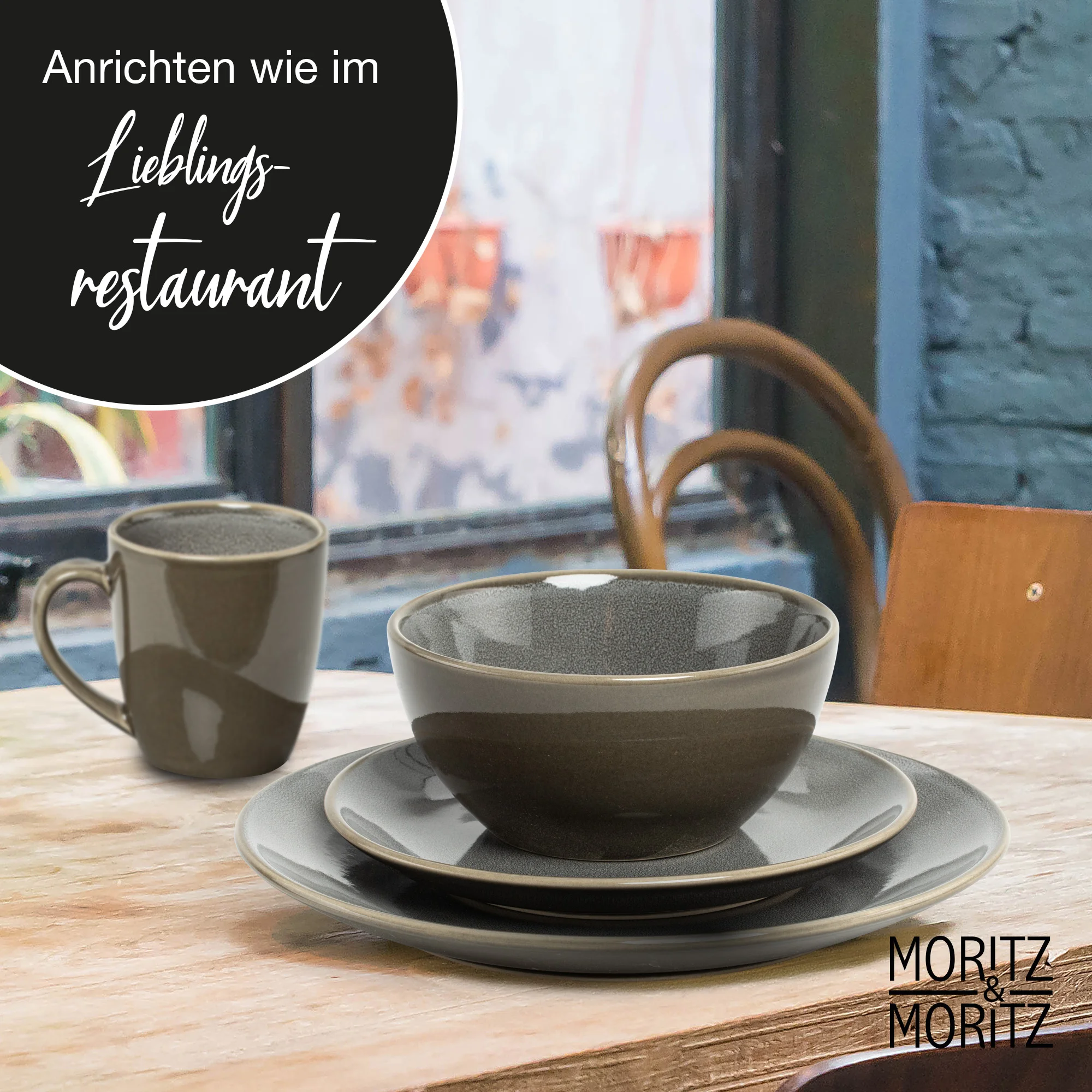 Moritz & Moritz SENSE 24-tlg. Geschirr Set Grau